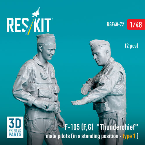 RES/KIT F48-0072 F-105 (F, G) 'Thunderchief' Male Pilots (In A Standing Position - Type 1) (2pcs) (3D Printed)