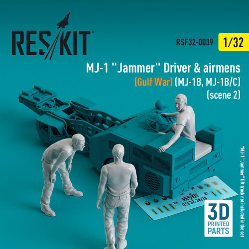 DISCONTINUED RES/KIT F32-0039 MJ-1 'Jammer' Driver And Airmens (Gulf War) (MJ-1B, MJ-1B/C) (Scene 2) (3pcs) (3D Printed)