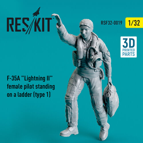 DISCONTINUED RES/KIT F32-0019 F-35A 'Lightning II' Female Pilot Standing On A Ladder (Type 1)