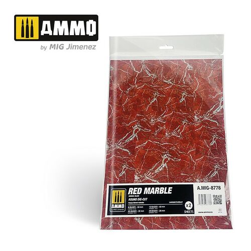 AMMO of Mig Jimenez 8778 Red Marble - Round Die-Cut For Bases For Wargames