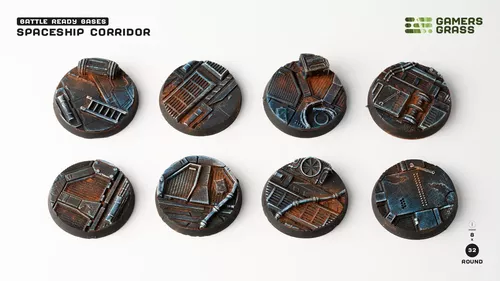 GamersGrass GGB-SPR32 Spaceship Corridor Bases Round 32mm (x8)
