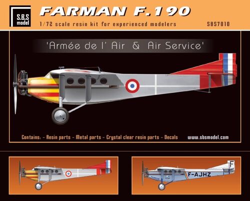 SBS Model 7010 Farman F.190 'Armée de l'Air & Air Service'