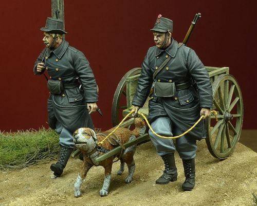 D-DAY miniature studio 35107 WWI Belgian Dog-drawn Cart with Crew 1914-15