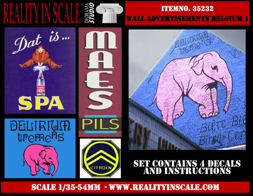 Reality in Scale 35232 Wall Advertisement Decals (1930's - 1950's) - Belgium Set 1 (4 pcs)