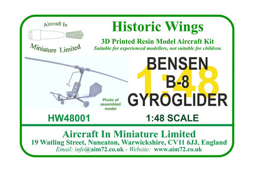 Aircraft In Miniature Ltd HW-48001 Bensen B-8M Gyroglider/X-25B (1955)