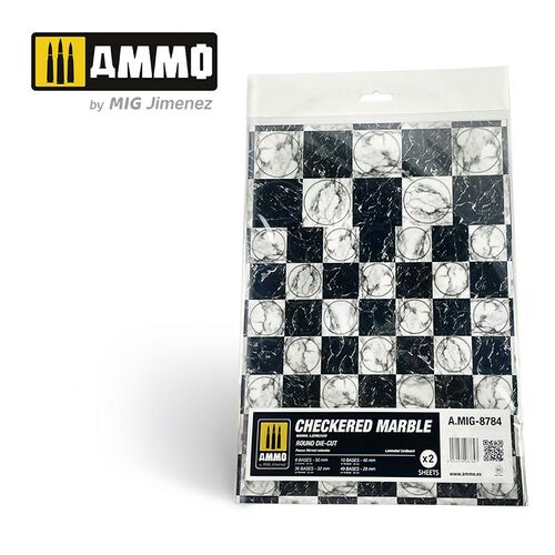 AMMO of Mig Jimenez 8784 Checkered Marble - Round Die-Cut For Bases For Wargames