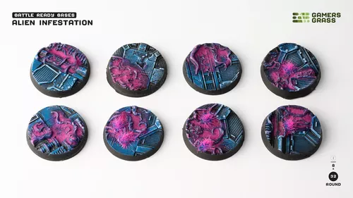 GamersGrass GGB-AIR32 Alien Infestation Bases Round 32mm (x8)