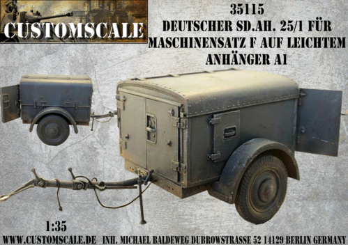 Custom scale 35115 German Sd.Ah.25/1 for machine set F on light trailer A1