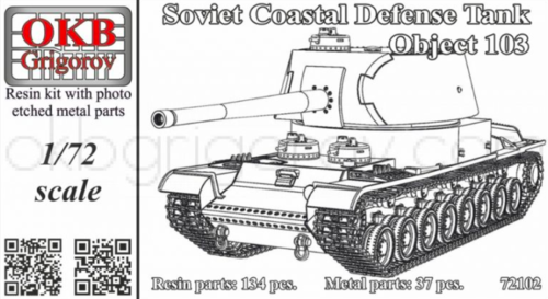 OKB Grigorov V72102 Soviet Coastal Defense Tank Object 103