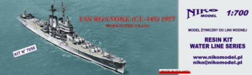 NIKO MODEL 7050 USS Roanoke CL-145 1957 Worcester Class