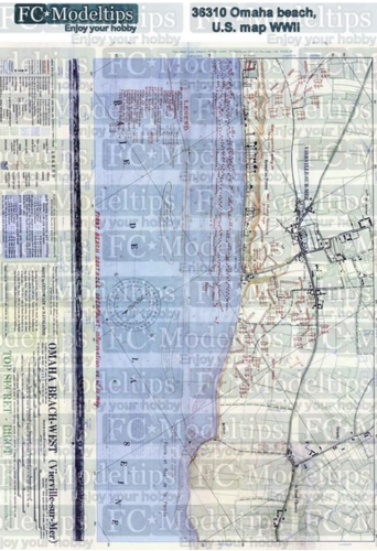 FC ModelTrend 36310 Self adhesive paper base, U.S. map of Omaha beach, D-day, WWII