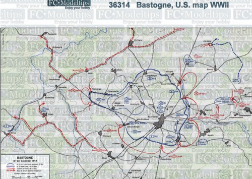 FC ModelTrend 36314 Self adhesive paper base, U.S. map of Bastogne WWII