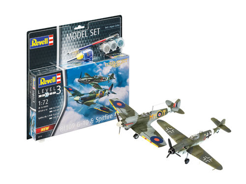 Revell 63710 Combat Set Messerschmitt Bf109G-10 & Spitfire Mk.V - Model Set