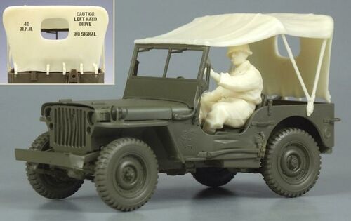 The Bodi Miniatures 35028 Willys jeep tarp set for Tamiya kit & U.S. driver