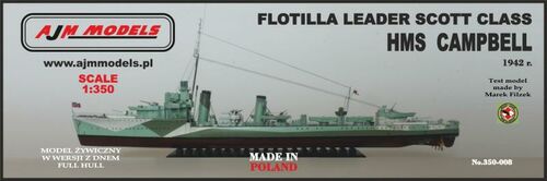 AJM Models 350-008 Flotilla leader Scott Class HMS Campbell 1942 r.