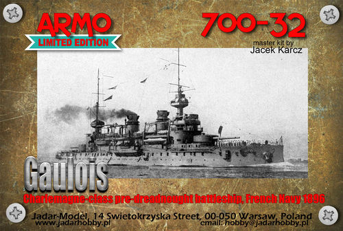 Armo 700-32 Gaulois Charlemagne-class pre-dreadnought battleship, French Navy 1896