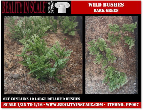 Reality in Scale PP007 Wild Bushes Dark Green - High Quality Plastic Plants