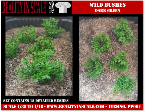 Reality in Scale PP004 Wild Bushes Dark Green - High Quality Plastic Plants