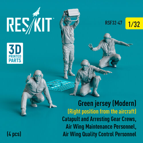 RES/KIT F32-0047 Green Jersey (Modern) (Right Position From The Aircraft) Catapult And Arresting Gear Crews, Air Wing Maintenance Personnel, Air Wing Quality Control Personnel (4pcs) (3D Printed)