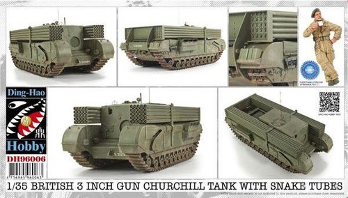 Ding-Hao Hobby 96006 British 3 Inch gun Churchill tank & Snake tubes with 1 Figure