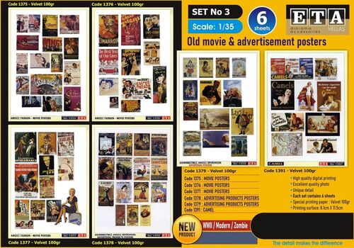 ETA DIORAMA ACCESSORIES SET3 Old Movie and Advertisement Posters (Set No.3)