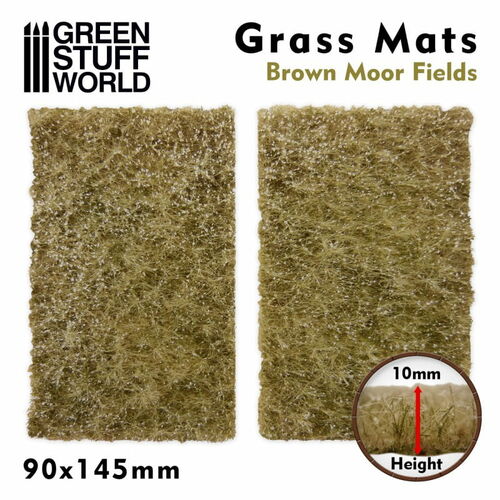 Green Stuff World 10339 Grass Mats 90x145mm Brown Moor Fields