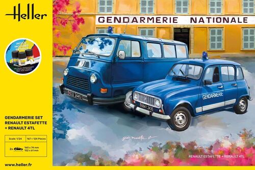 Heller 52325 Renault Estafette And Renault 4TL Gendarmerie Set - Starter Kit