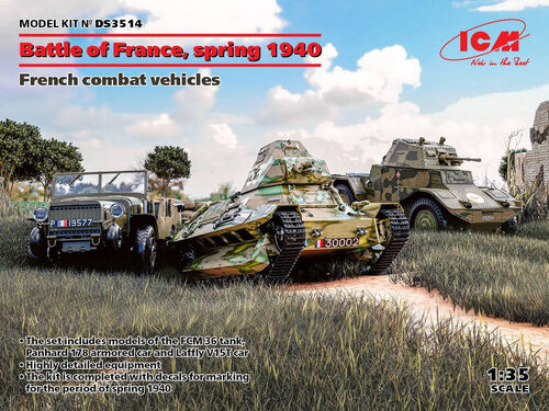 ICM DS3514 Battle of France, spring 1940 (Panhard 178 AMD-35, FCM 36, Laffly V15T)