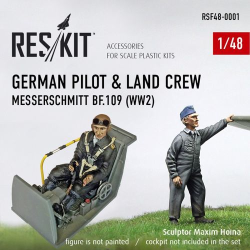 DISCONTINUED RES/KIT F48-0001 German pilot & land crew Messerchmitt Bf.109