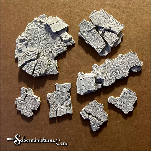 Scibor Monstrous Miniatures CPBK0244 Basing Kit Ruins Plates - Set 1
