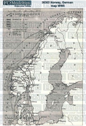 FC ModelTrend 36303 Self adhesive base, German map of Norway WWII