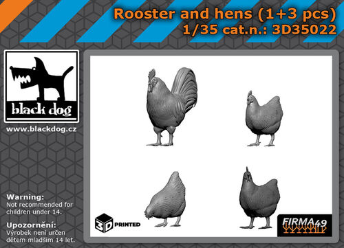 Black Dog 3D35022 Rooster And Hens (1pc And 3pcs)
