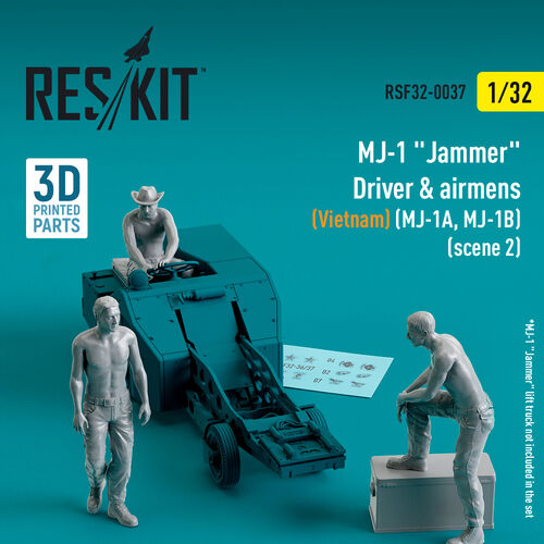 DISCONTINUED RES/KIT F32-0037 MJ-1 'Jammer' Driver And Airmens (Vietnam) (MJ-1A, MJ-1B) (Scene 2) (3pcs) (3D Printed)