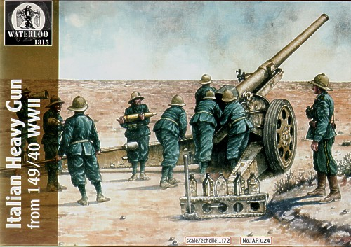 Waterloo 1815 AP024 Italian WWII Heavy Gun (1 gun with 9 artillery crew figures)