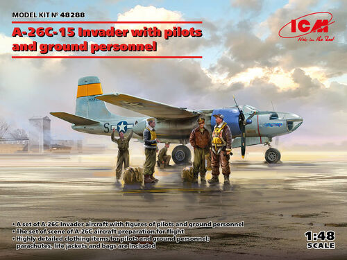 ICM 48288 A-26C-15 Invader with pilots and ground personnel