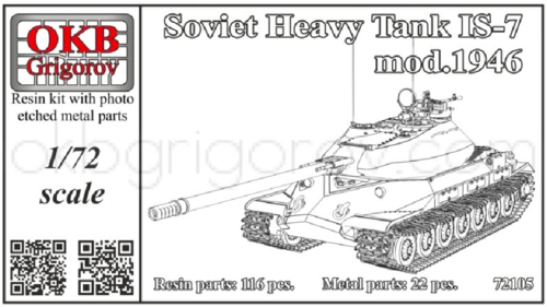 OKB Grigorov V72105 Soviet Heavy Tank IS-7 mod.1946