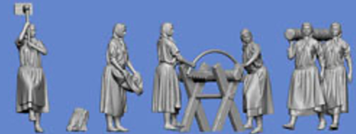 Germania-Figuren 72-SAX-004 Firewood 6 women make firewood for the stove - with a sawhorse