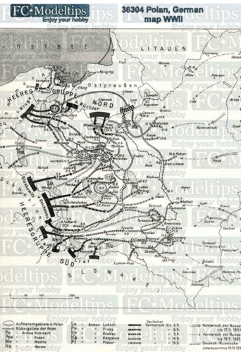 FC ModelTrend 36304 Self adhesive paper base, German map of Poland WWII