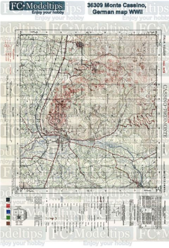 FC ModelTrend 36309 Self adhesive paper base, German map of Monte Cassino WWII