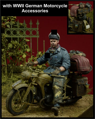 D-DAY miniature studio 35082 HG Division Motorcycle Rider with accessories for motorcycle