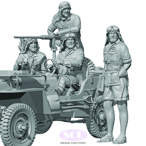 SOLMODEL MM632 British WWII SAS 1/4 Ton Patrol Car Crew (3D-Printed / 4 Figures)
