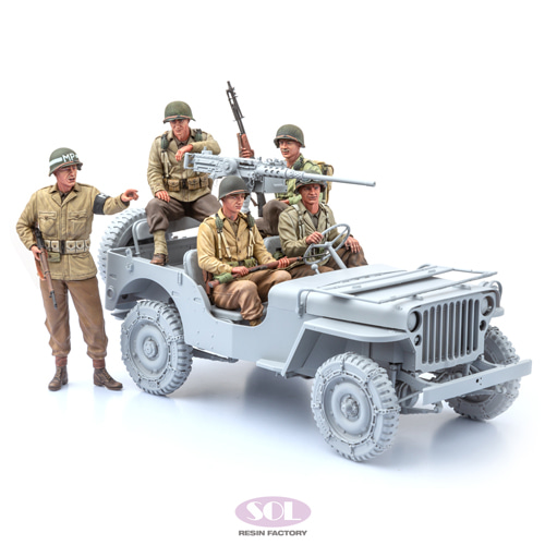 SOLMODEL MM570 US Army WWII Infantry and Military Police in 1/4 ton Truck (5 Figures)