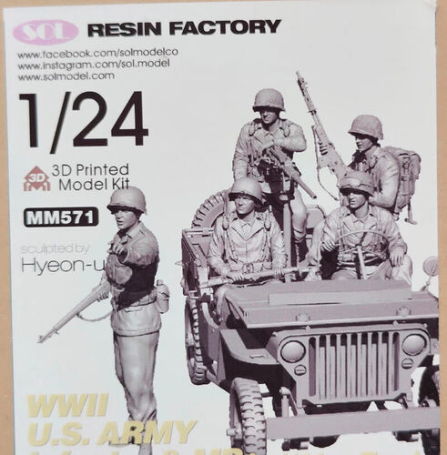 SOLMODEL MM571 US Army WWII Infantry and Military Police in 1/4 ton Truck (3D-Printed / 5 Figures)
