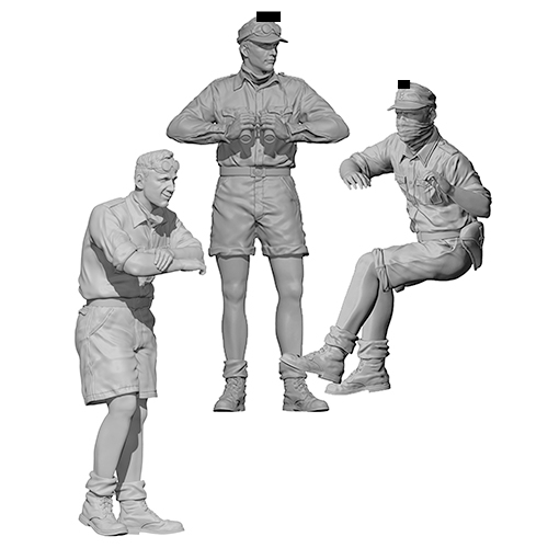 SOLMODEL MM550 German WWII DAK Tank Crew for Panzer III Ausf.J (3D-Printed / 3 Figures)