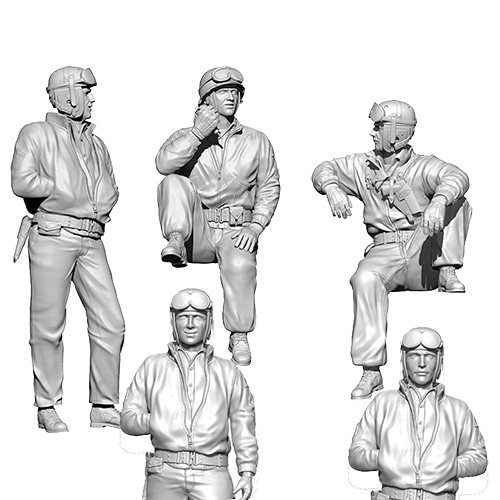 SOLMODEL MM586 US Army WWII Sherman M4A3E8 Crew (3D-Printed / 5 Figures)