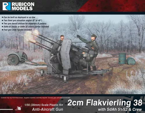 Rubicon Models 280073 German 2cm Flakvierling 38 With SdAh 51/52 Trailer and Crew