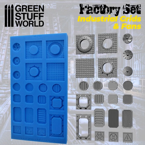 Green Stuff World 2093 Factory Set - Industrial Grids & Fans