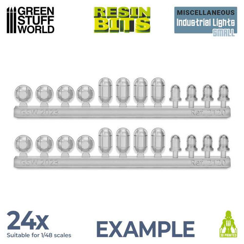 Green Stuff World 2120 Small Transparent Industrial Lights (24 pcs / 3D-Printed)