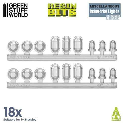 Green Stuff World 2121 Large Transparent Industrial Lights (18 pcs / 3D-Printed)