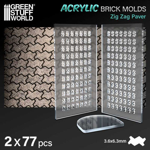 Green Stuff World 12562 Acrylic Brick Molds - Zig Zag Pavement